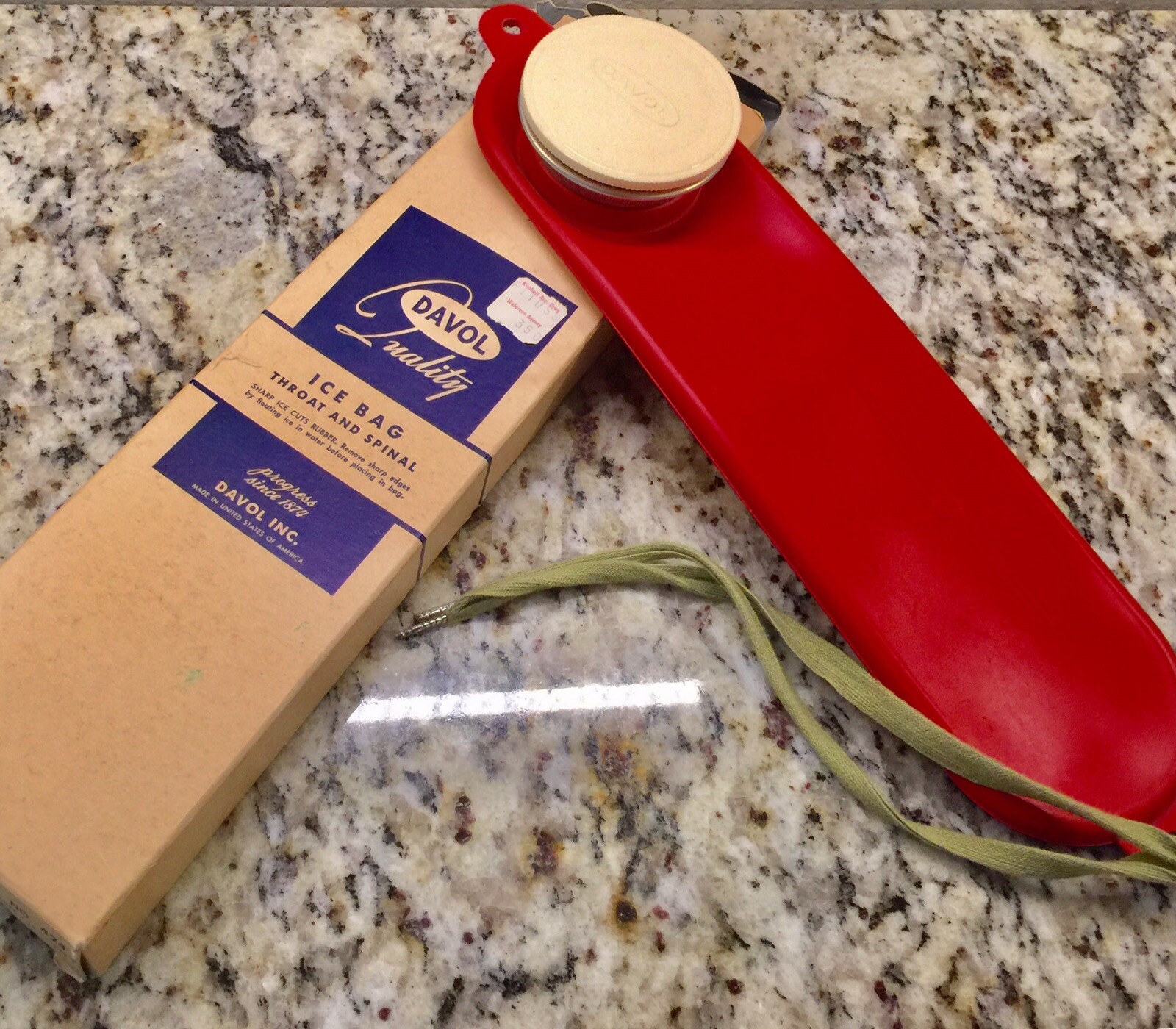 Vintage Davol Throat & Spinal Ice Bag w/White Cap 3"x12" - Made in U.S ...