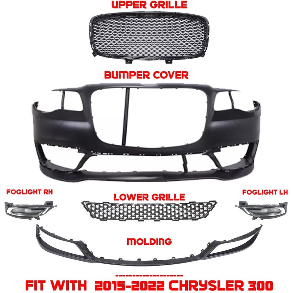 Front Bumper Primed & Grille Assembly Kit For 2015-2022 Chrysler 300 | eBay