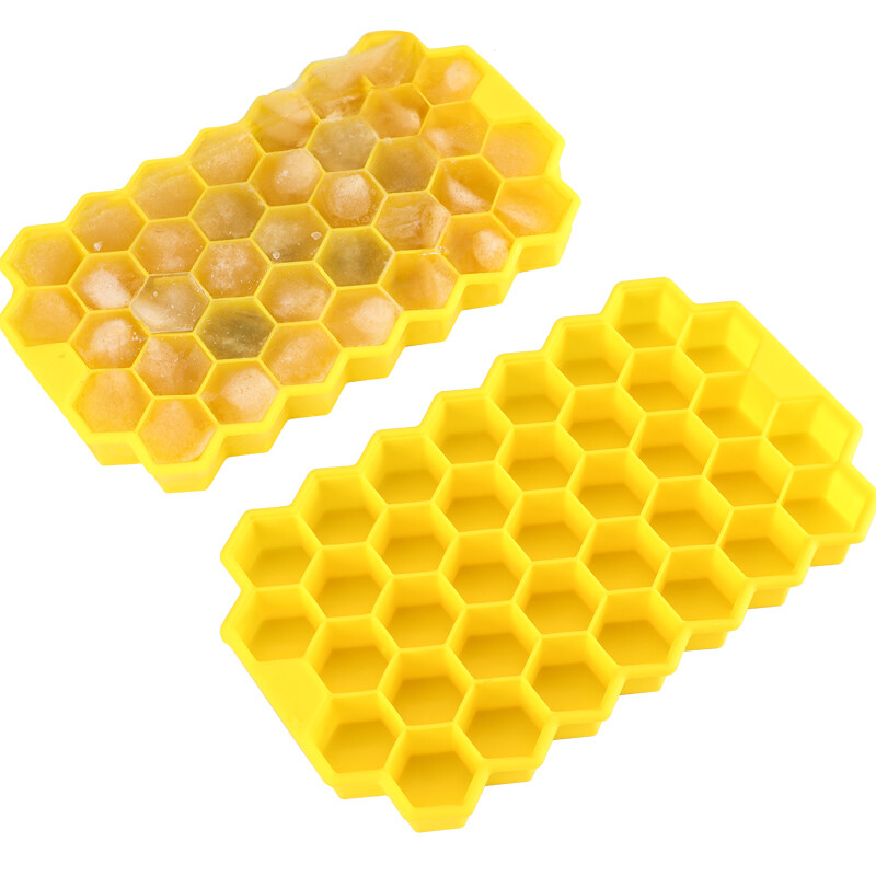 2X Yellow Ice Cube Tray Honeycomb Shape Silicone Ice Cube Mold 37 ...