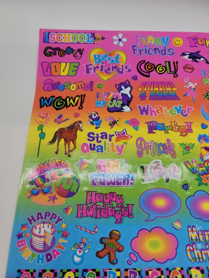 Vintage Lisa Frank Birthday & Seasons Letters Large Jumbo Sticker Sheet ...