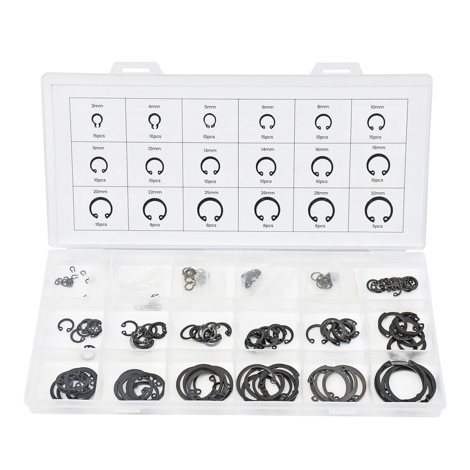 180pc Internal Circlips Set Assorted Retaining Snap Rings Rap Around ...