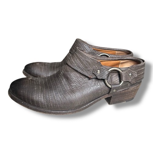 Frye Carson Leather Harness Heeled Mules Clogs Ankle Boots Women’s 9 B ...