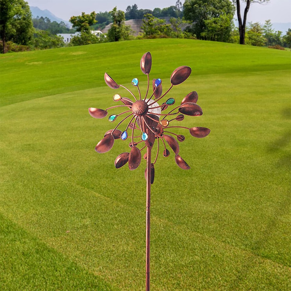 8FT Yard Windmill Garden Ornamental Wind Mill Wind Spinners Weather ...