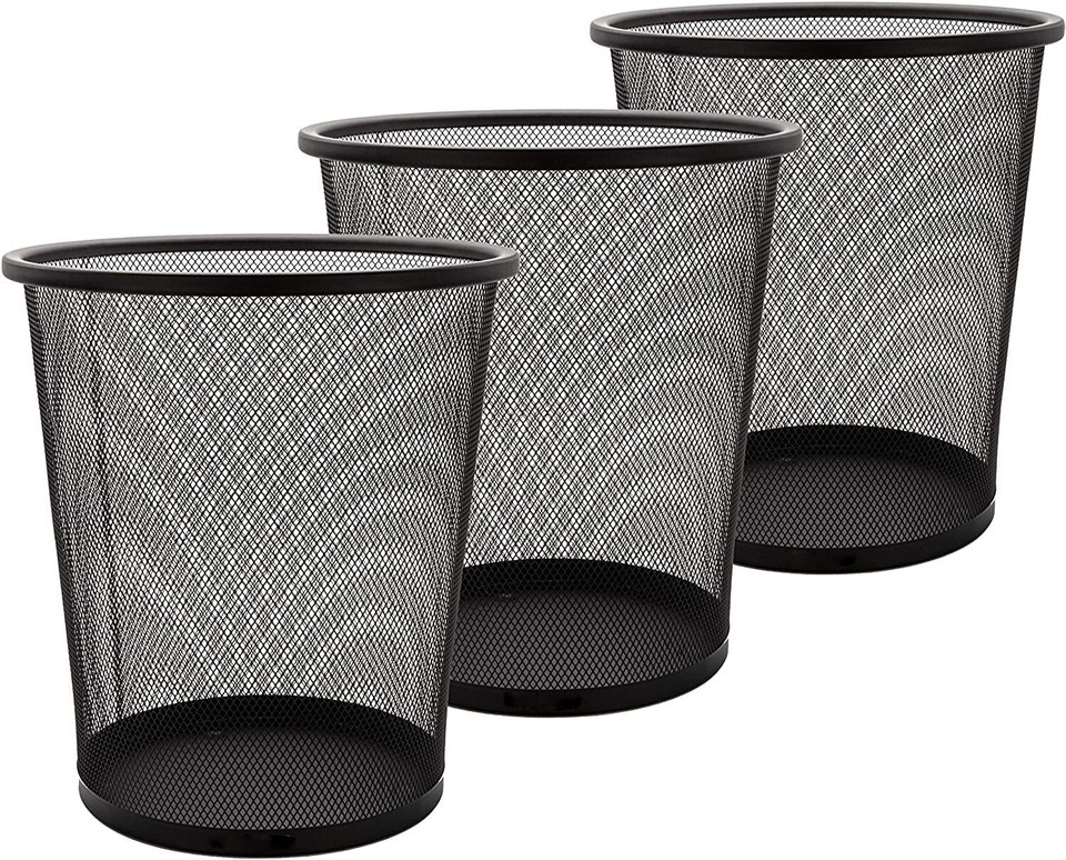 Mesh Waste Bins Iron Trash Bin Paper Basket Kitchen Bedroom Office ...