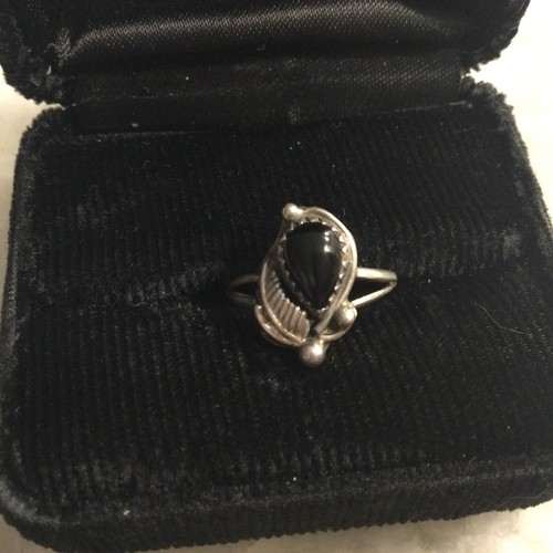 Native American Southwestern Sterling Silver Jet Ring…size 6… | eBay