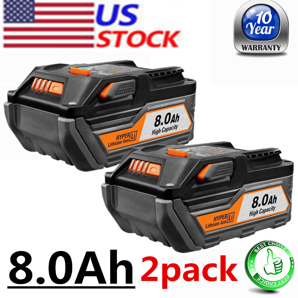 2PACK Genuine Battery for Ridgid R840085 8.0Ah Lithium Battery Rigid ...