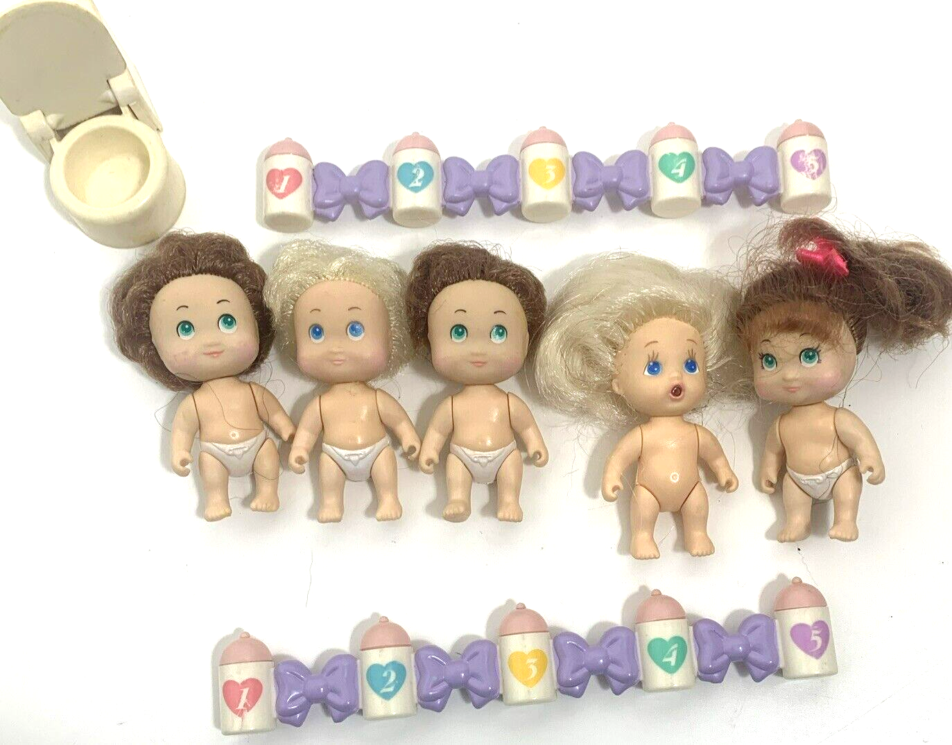 VINTAGE QUINTS Set of 5 Dolls TYCO 1990 comes with Bottles & Potty | eBay