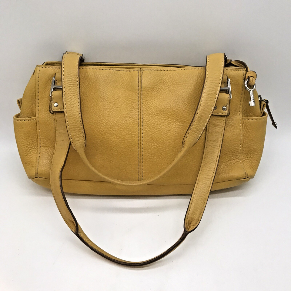 Vintage Fossil Mustard Pebbled Leather Shoulder Bag with Key ZB9961 ...