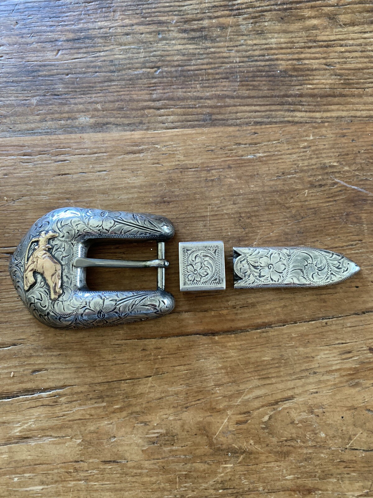 EDWARD H. BOHLIN 3 piece Buckle Set STERLING 10k for 5/8” Belt Vintage ...