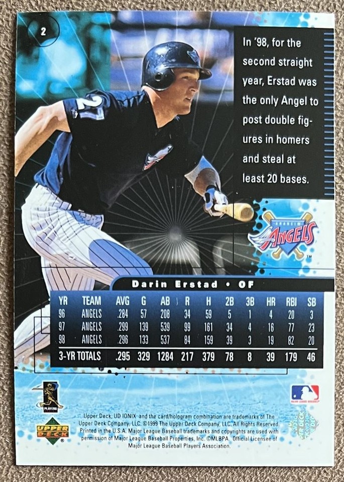 1999 UD Ionix Darin Erstad Anaheim Angels #2 Upper Deck Baseball | eBay