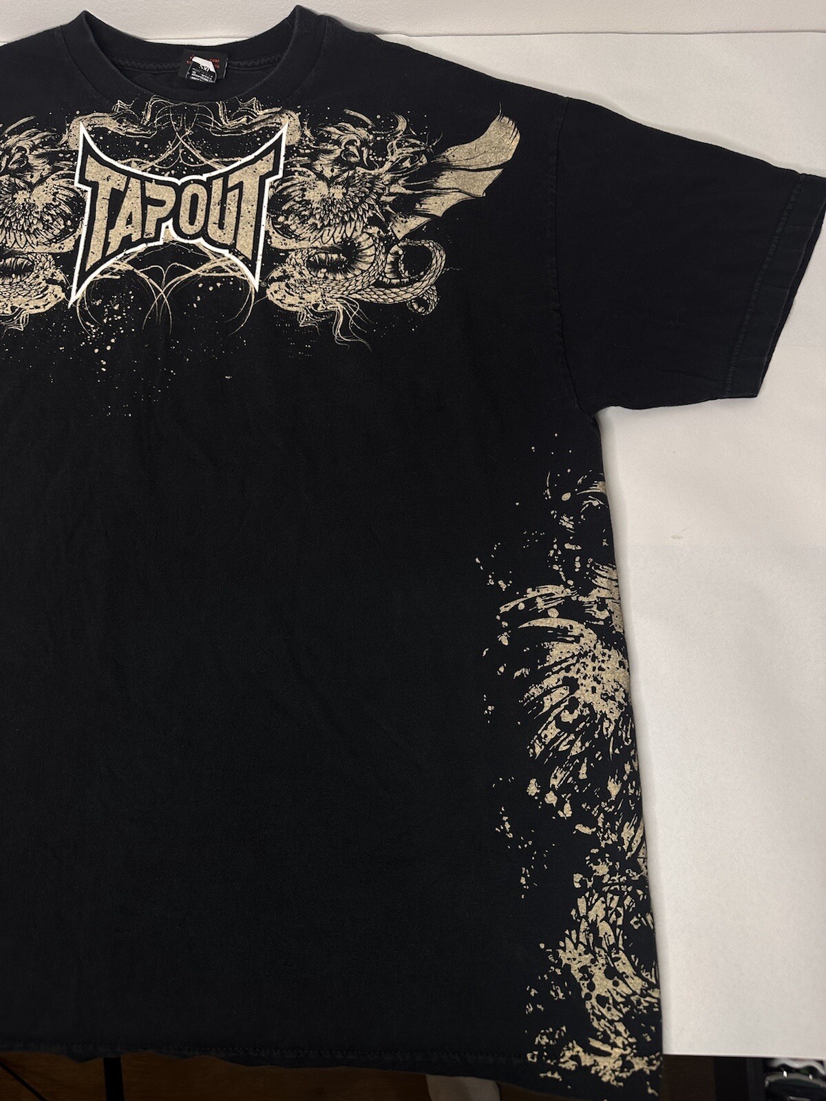 Y2K Tapout Grunge Men's Dragon Skull Wings Black T-Sh… - Gem