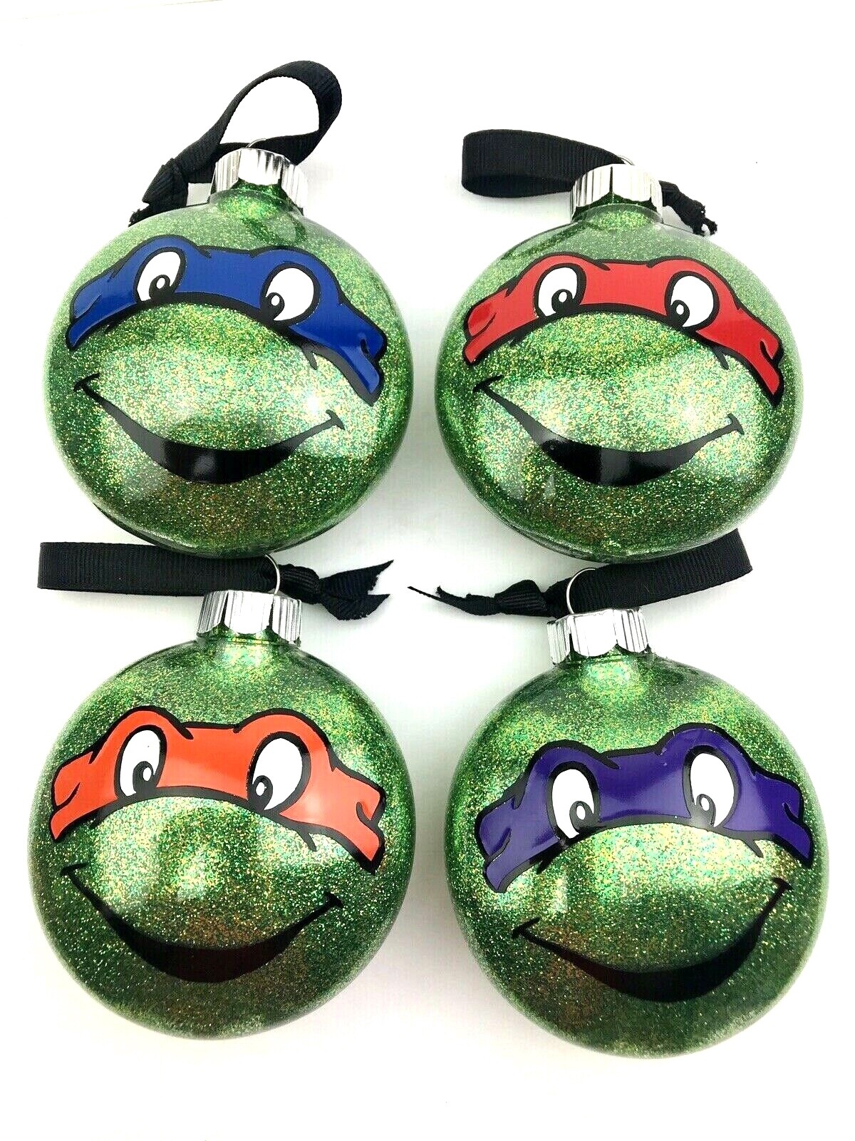 Christmas Ornaments Lot of 4 TMNT turtles holiday gift hang set plastic ...