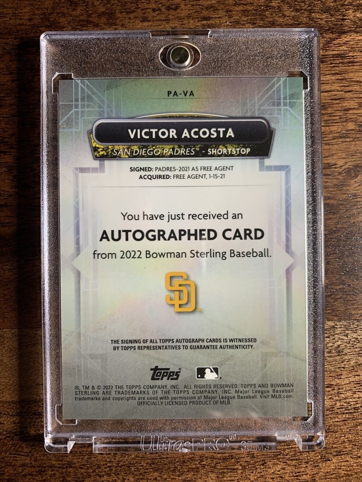 2022 Bowman Sterling Blue Refractor Victor Acosta Auto #/25 SD Padres ...