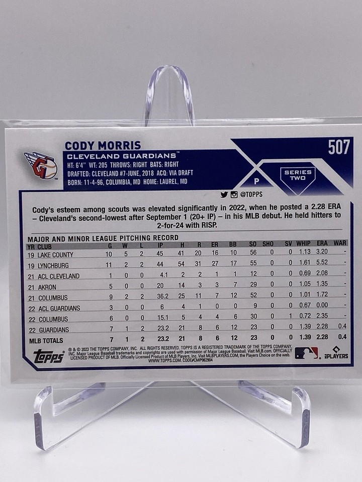 2023 Topps Series 2 Baseball Cody Morris #507 RC Guardians | eBay