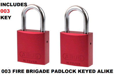 2 x Fire Brigade 003 PADLOCK ABUS 72/40 Security Padlock Aluminium ...