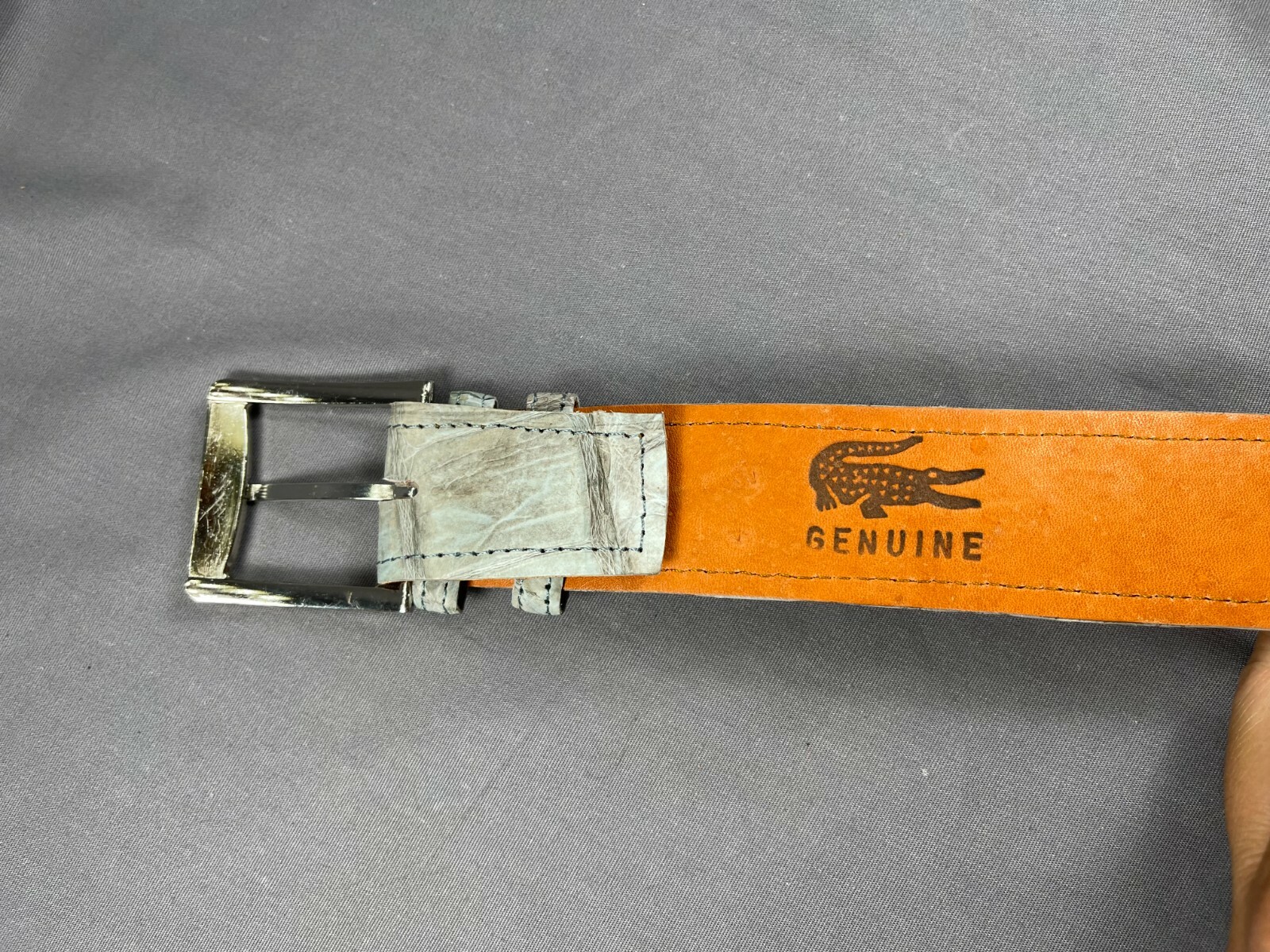 Genuine GRAY Alligator-Crocodile skin Waist 39-40 Belt Size 41-42 x 1.5 ...
