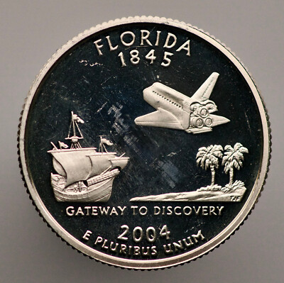 2004-S Florida State Quarter - Gem Proof - 90% Silver - .1808 Troy oz ...