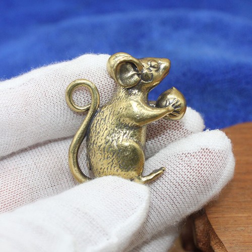 Solid Brass Mouse Figurine Statue Animal Figurines Toys Home Desktop ...