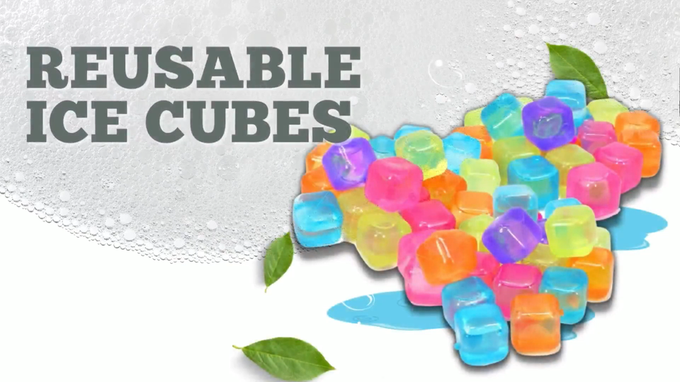 20x Reusable Ice Cubes Coloured Cold Drinks Freezer Blocks Pitcher ...