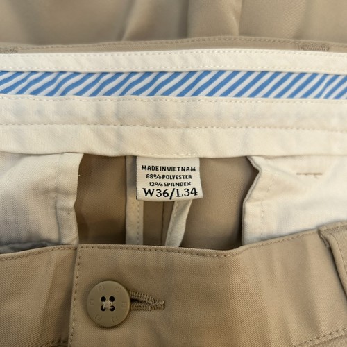 FootJoy Khaki Stretch Performance Flat Front Polyester Golf Pants Size ...
