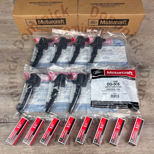 8PCS OEM Motorcraft Ignition Coil DG508 &Spark Plug SP479 For Ford F150 ...