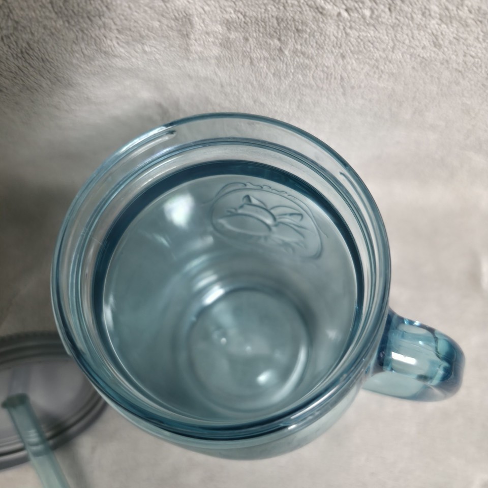 Aladdin Mason Jar Tumbler 20oz Blue Plastic Handle Lid Straw Iced ...