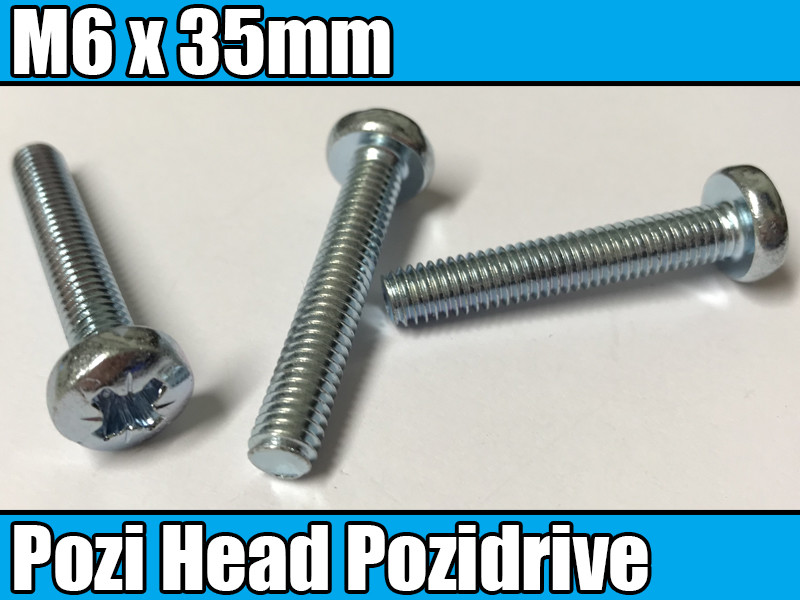 25x Machine Screw M6 x 35mm Pozi Head Pozidrive Bolts For Bikes Cars ...