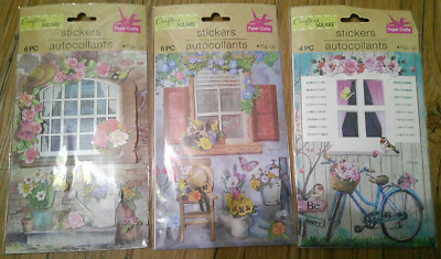 3 NEW packs Crafters square POP UP paper craft STICKERS window scenes ...