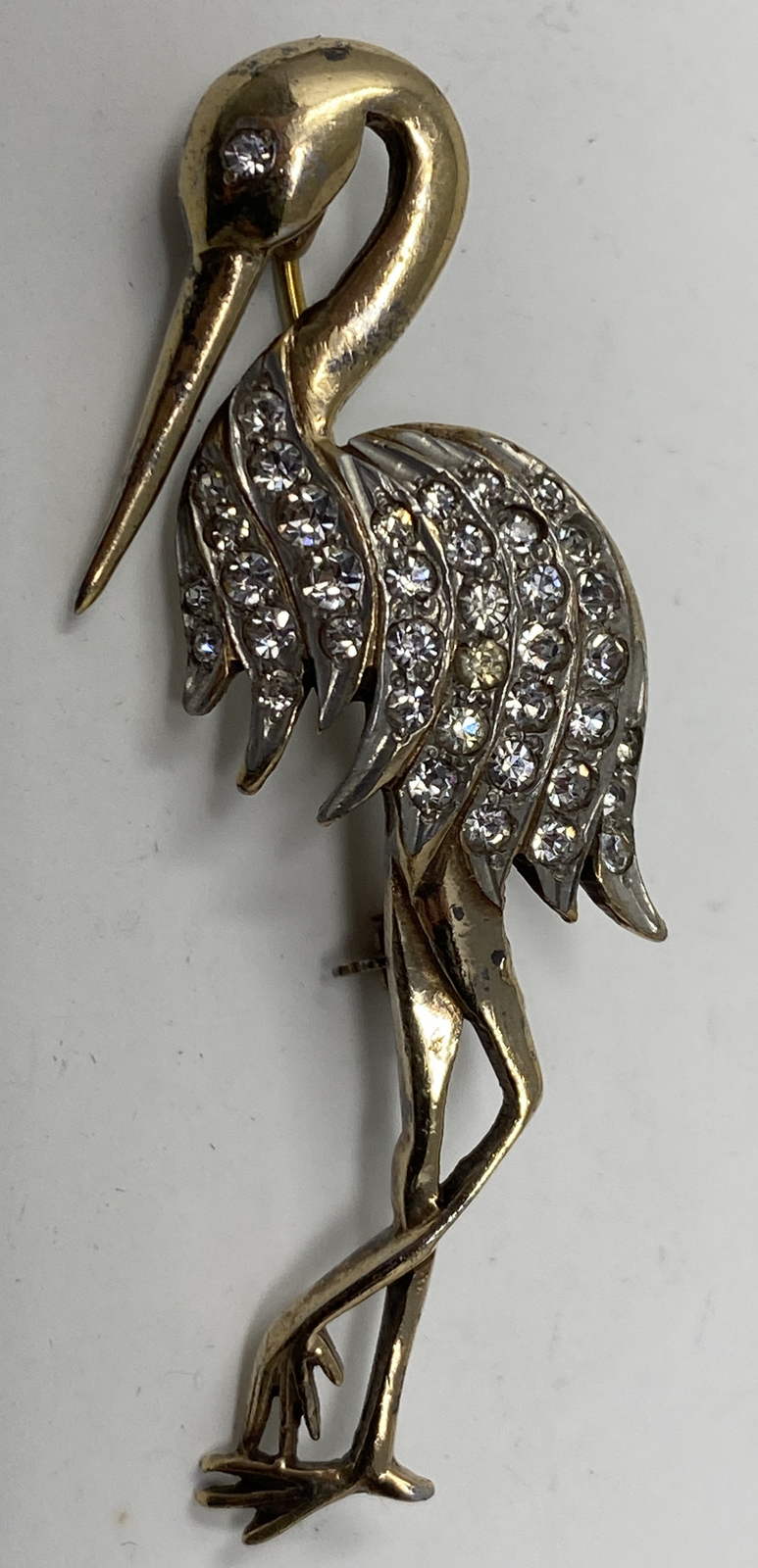 Vintage Trifari? Alfred Phillippe Flamingo Heron Stork Rhinestone Bird ...