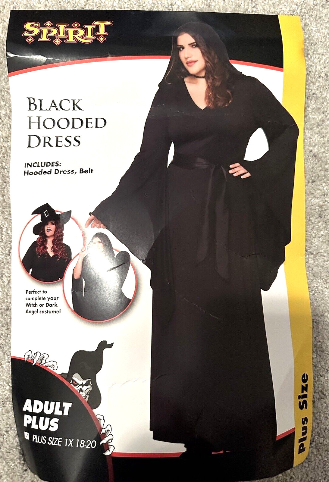 Spirit Costume Black hooded Dress Halloween cosplay S… - Gem