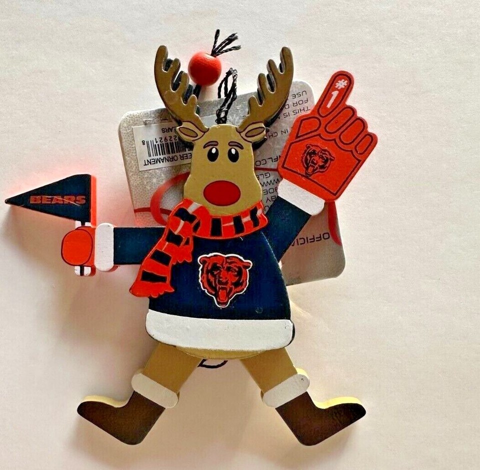 NFL Wooden Cheering Reindeer Christmas Ornament | eBay