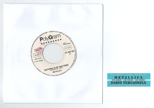 7'' METALLICA 45 rpm NOTHING ELSE MATTERS Jukebox PROMO 1991 ITALY ...