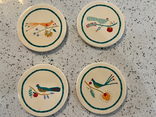 Crowning Touch Collection Coaster Set 4 Vintage Birds MCM Mod Retro ...