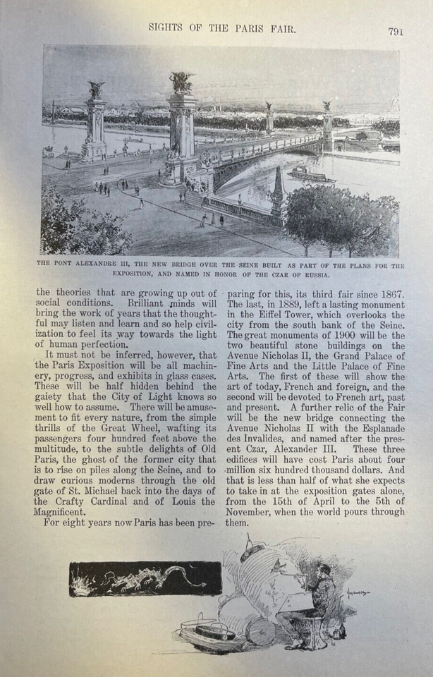 1900 Paris Exposition World's Fair Grand Gateway Pont Alexandre III ...
