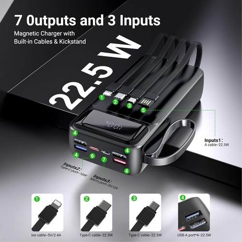 Power Bank 50000mAh 22.5W Charging Portable External Battery Backup ...