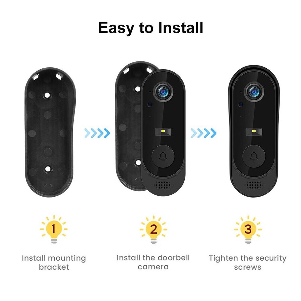 Wireless WiFi Video Smart Doorbell Phone Security Camera Door Bell Ring ...