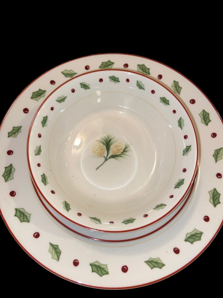 Merry Brite Christmas Dishes Place Setting: Dinner Plate, Salad Plate ...