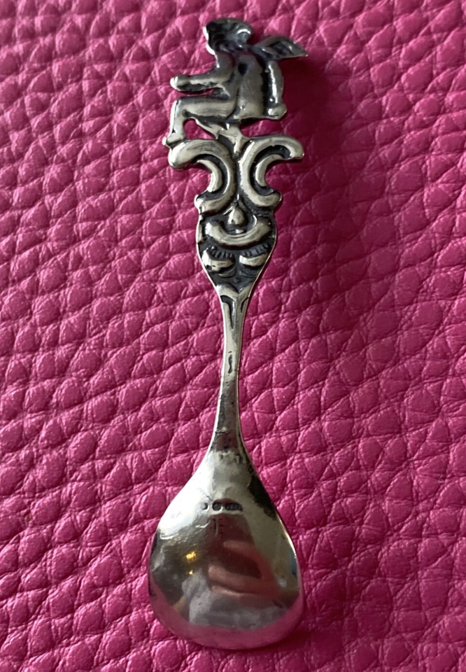 Cherub Wings Baby Angel Cupid 2" 90% Coin Silver Salt Spoon Unknown ...