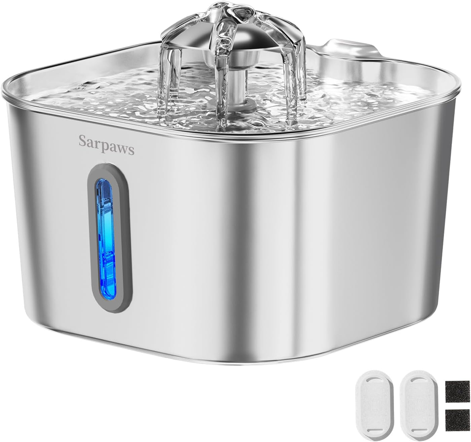 Stainless Steel Cat Water Fountain Pet Drinking Fountain Dispenser for ...