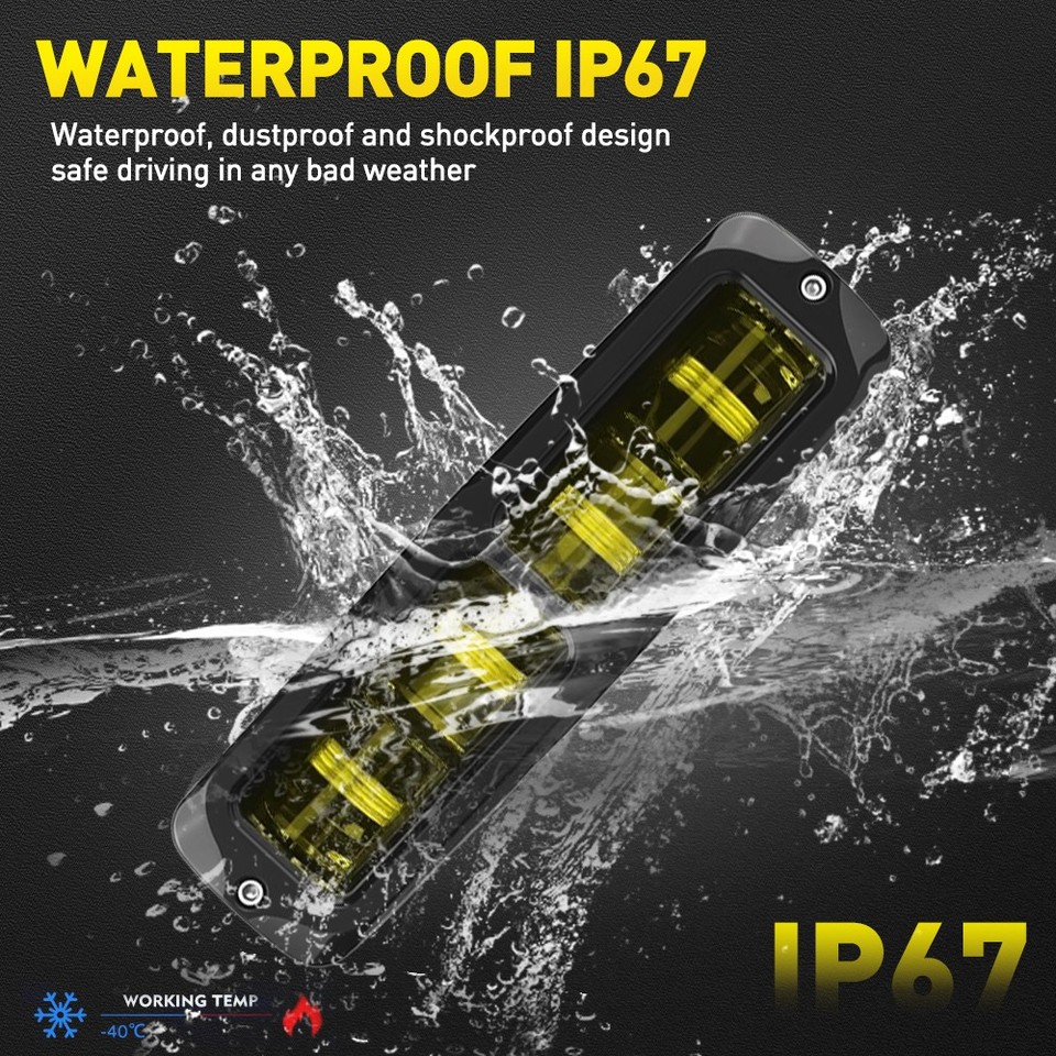 2X 6inch Yellow LED Work Light Bar Spot Pods Fog Lamp Offroad Driving ...