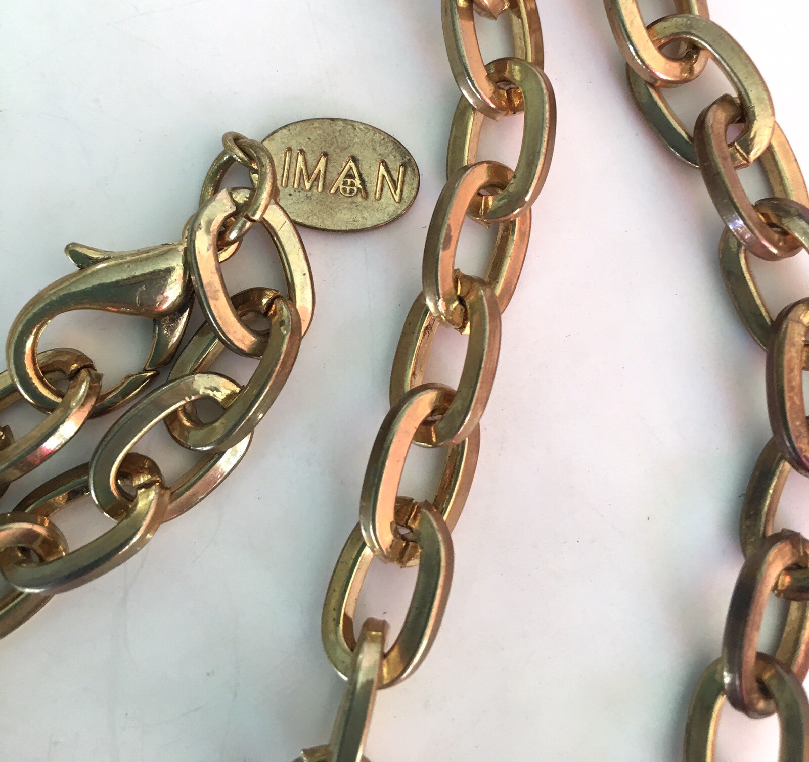 Vintage Iman Black Onyx Circular Pendant Gold Plated 27" Chain Necklace ...