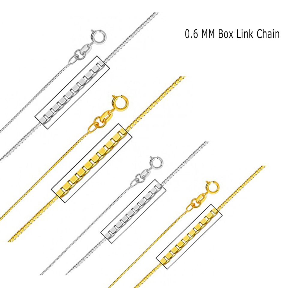 Guaranteed 10K or 14K Gold Box Chain Necklace Two Sizes - All Lengths ...