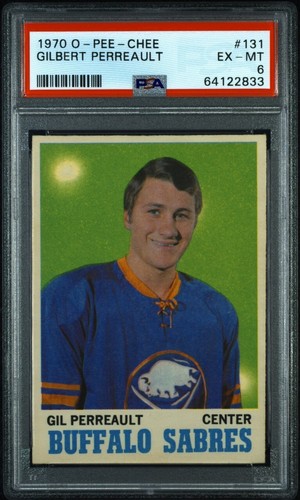 PSA 6 EX-MT 1970 O-PEE-CHEE GILBERT PERREAULT (HOF) ROOKIE HOCKEY CARD ...