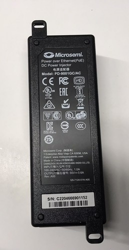 MICROSEMI PD-9001GC/AC DC POWER INJECTOR PoE 55V .6A | eBay