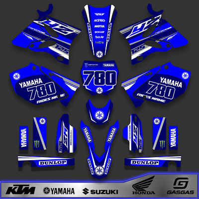 Yamaha YZ125 YZ250 2002-2014 Full Graphics Kit Blue White Motocross ...