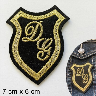 Monogram Iron on patch Gold badge graphemes DG aristocrat coat of arms ...