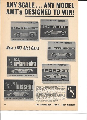 AMT McLaren-Elva Ford GT Lotus 30 Chevette Hussein Slot Cars Vtg Ad ...