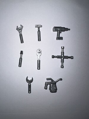 Lego 8 New Silver Minifigure Tools Wrench Hammer ETC (x10 Of Each, 80 ...