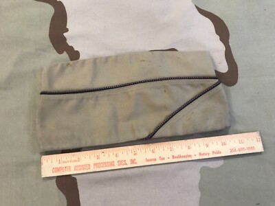 US ARMY VINTAGE KHAKI GARRISON CAP TWILL ENVELOPE HAT OFFICER UNIFORM ...