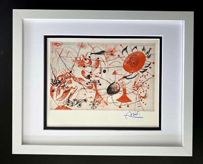 JOAN MIRO 1971 BEAUTIFUL SIGNED PRINT MATTED 11 X 14 + BUY IT NOW ...